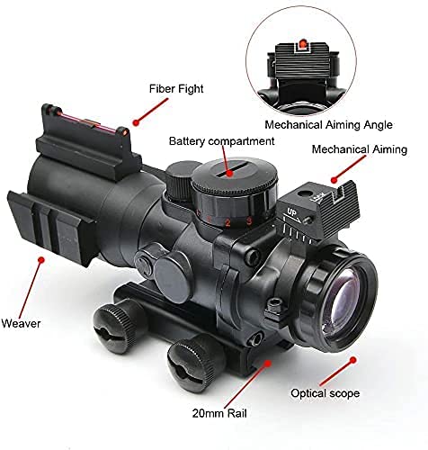 DB TAC INC 4x32 Red/Green/Blue Triple Illuminated Mil-Dot Range Reticle Scope for Picatinny/Weaver Rail