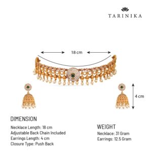 TARINIKA Antique Gold Plated Neera Choker Set with Floral Design - Indian Jewelry Sets for Women | Perfect for Casual Occasions | Traditional Indian Choker Jewelry set | 1 Year Warranty*