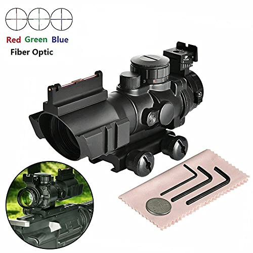 DB TAC INC 4x32 Red/Green/Blue Triple Illuminated Mil-Dot Range Reticle Scope for Picatinny/Weaver Rail