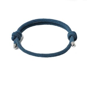 biyongde teal blue nautical woven friendship rope boho bracelet handmade braided string steel charm adjustable