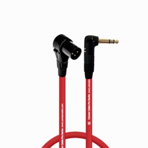 coluber cable right angle xlr male to right angle 1/4" trs - 0.5 feet - red - pro 3-pin microphone connector for powered speakers, audio interface or mixer for live performance & recording