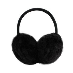 poximi women winter earmuffs girl ski adjustable ear covers for kid cute bow ear warmer outdoor earmuff fleece lining (c-black, one size)