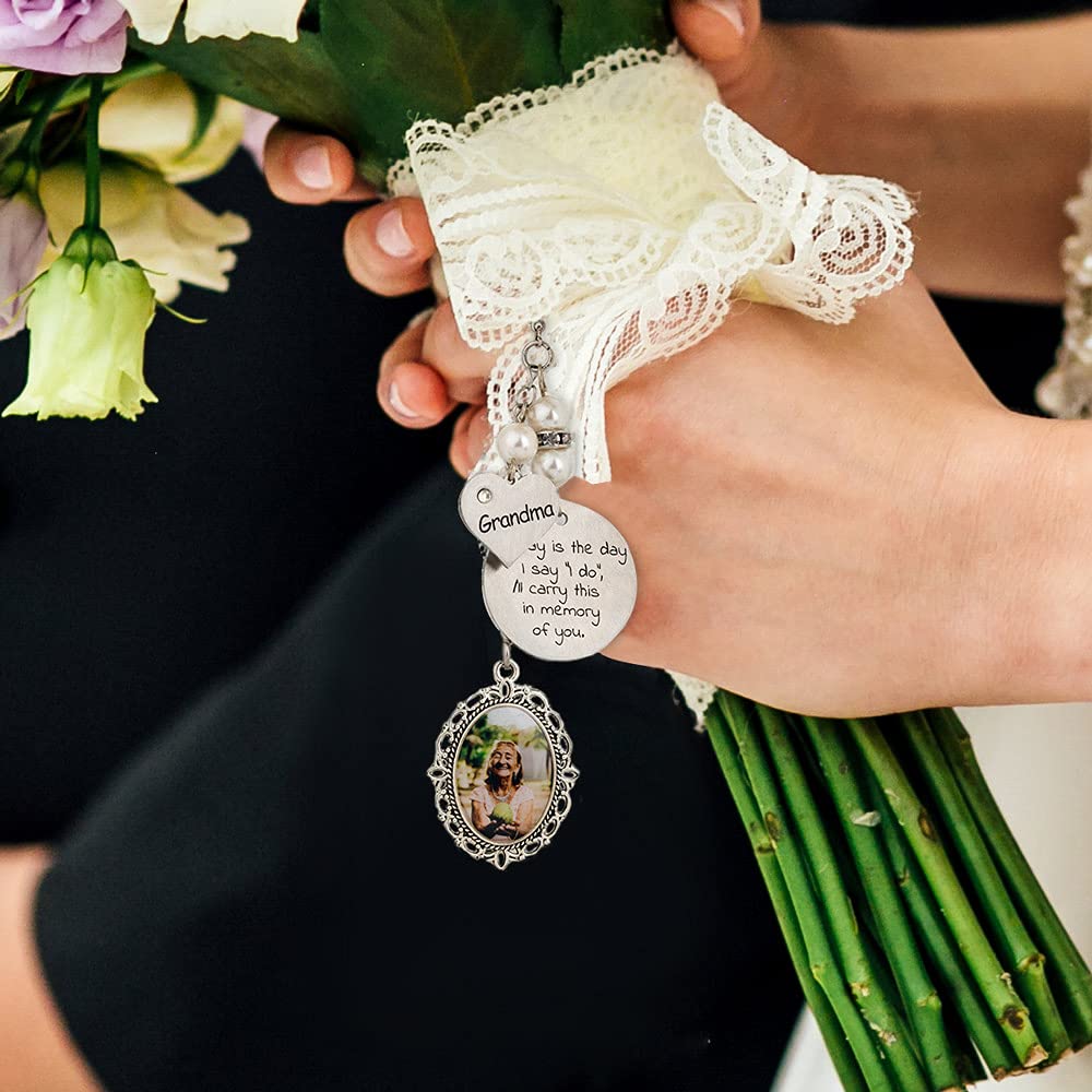 Bouquet Photo Charm Bridal Bouquet Charm - Personalized Wedding Bouquet Memory Charm - Wedding Photo Bouquet Charm Jewelry Gift for Bride - Custom Memorial Photo keepsake