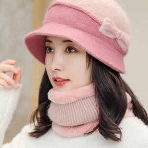 Hat and Scarf for Women, Women's Hat Scarf Set Warm Beanie Knitted Wool Hat Outdoor Cold Proof Scarf Hat Winter Hat Women