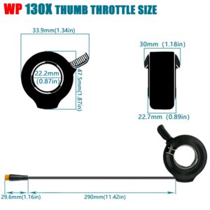 BEISGUANGS Ebike 130X Thumb Throttle,22.5mm Handlebar,12V24V36V48V52V60V72V,Right/Left Hand 3 Pin Waterproof Connector for Electric Scooters