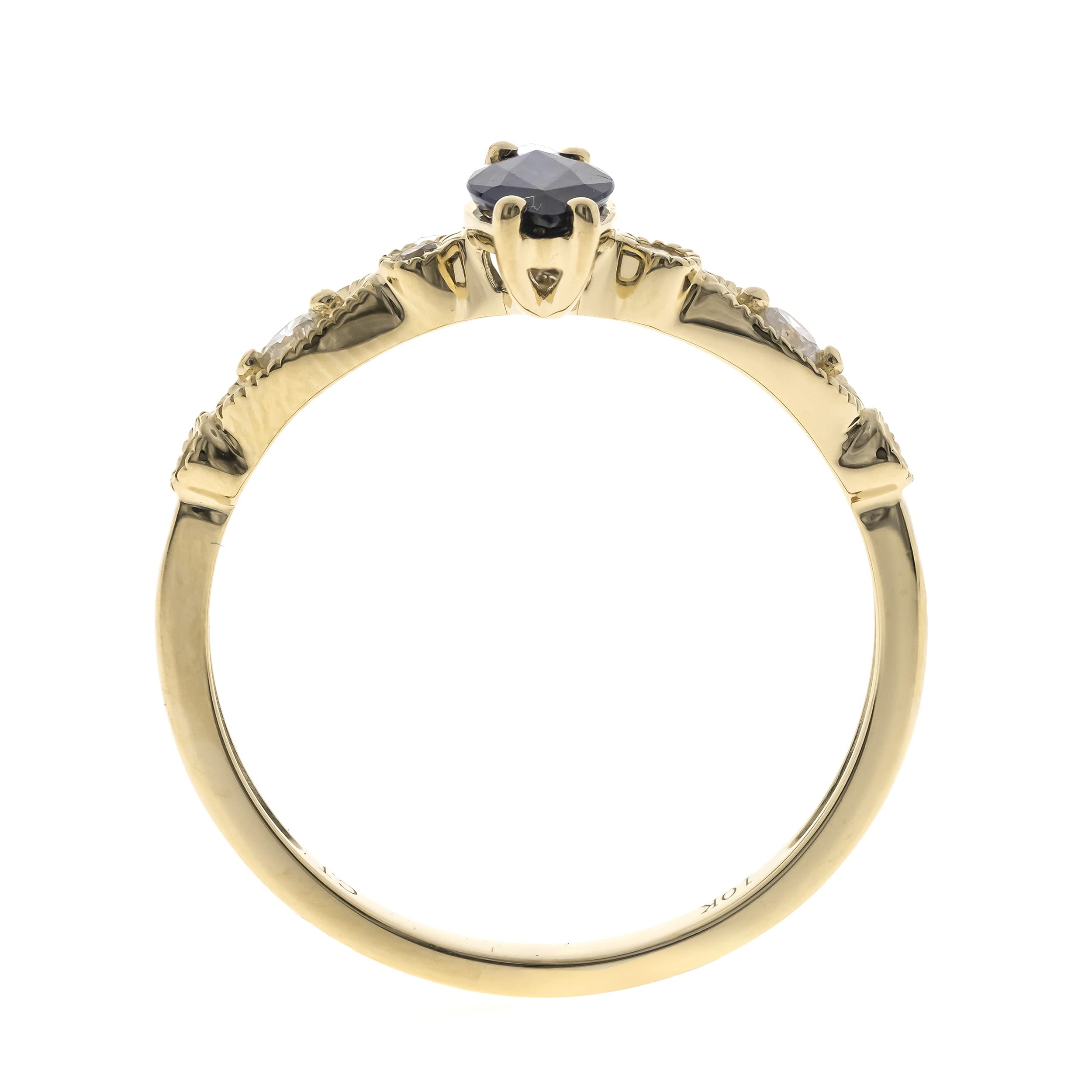 Gin & Grace 10K Yellow Gold Genuine Blue Sapphire and Natural Diamond (I1) Ring for Women.