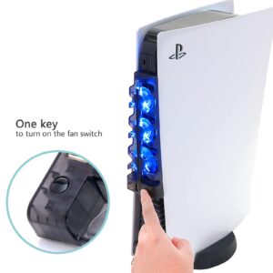 PS5 Cooling Fans, PS5 Cooling Fan Horizontal Compatible with PlayStation 5 Disc & Digital Edition Console, Include Fan Light, Fan Switch and USB Output Port (NOT for PS5 Slim)