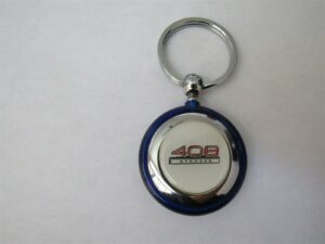 408 stroker emblem logo round plastic keychain - blue