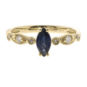 gin & grace 10k yellow gold genuine blue sapphire and natural diamond (i1) ring for women.