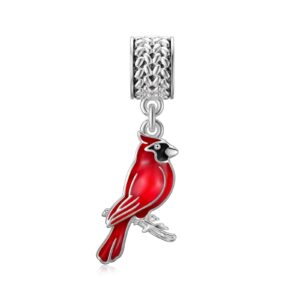 lonago red cardinal charm 925 sterling silver dangle bird bead fit bracelet our love never dies gifts for women mom