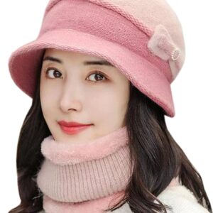 Hat and Scarf for Women, Women's Hat Scarf Set Warm Beanie Knitted Wool Hat Outdoor Cold Proof Scarf Hat Winter Hat Women