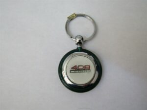 408 stroker emblem logo round plastic keychain - green