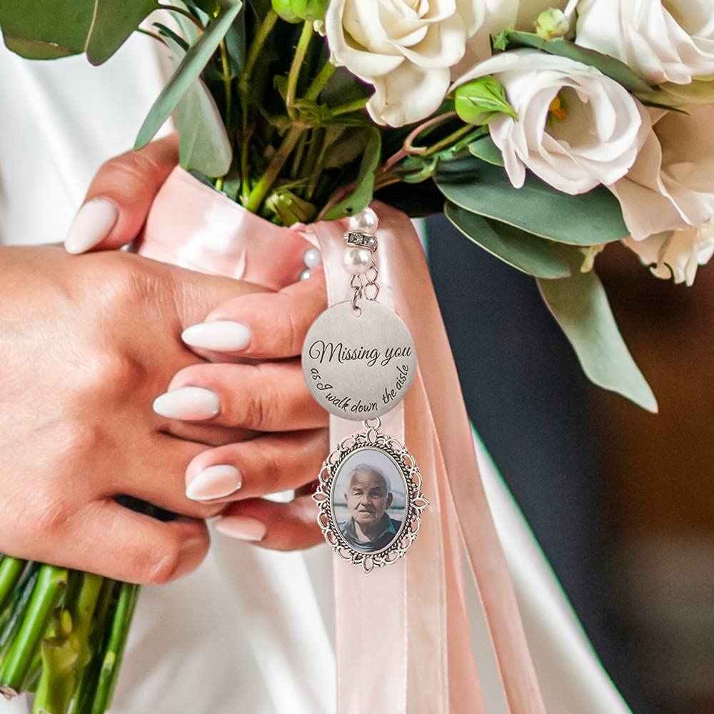 Bouquet Photo Charm Bridal Bouquet Charm - Personalized Wedding Bouquet Memory Charm - Wedding Photo Bouquet Charm Jewelry Gift for Bride - Custom Memorial Photo keepsake