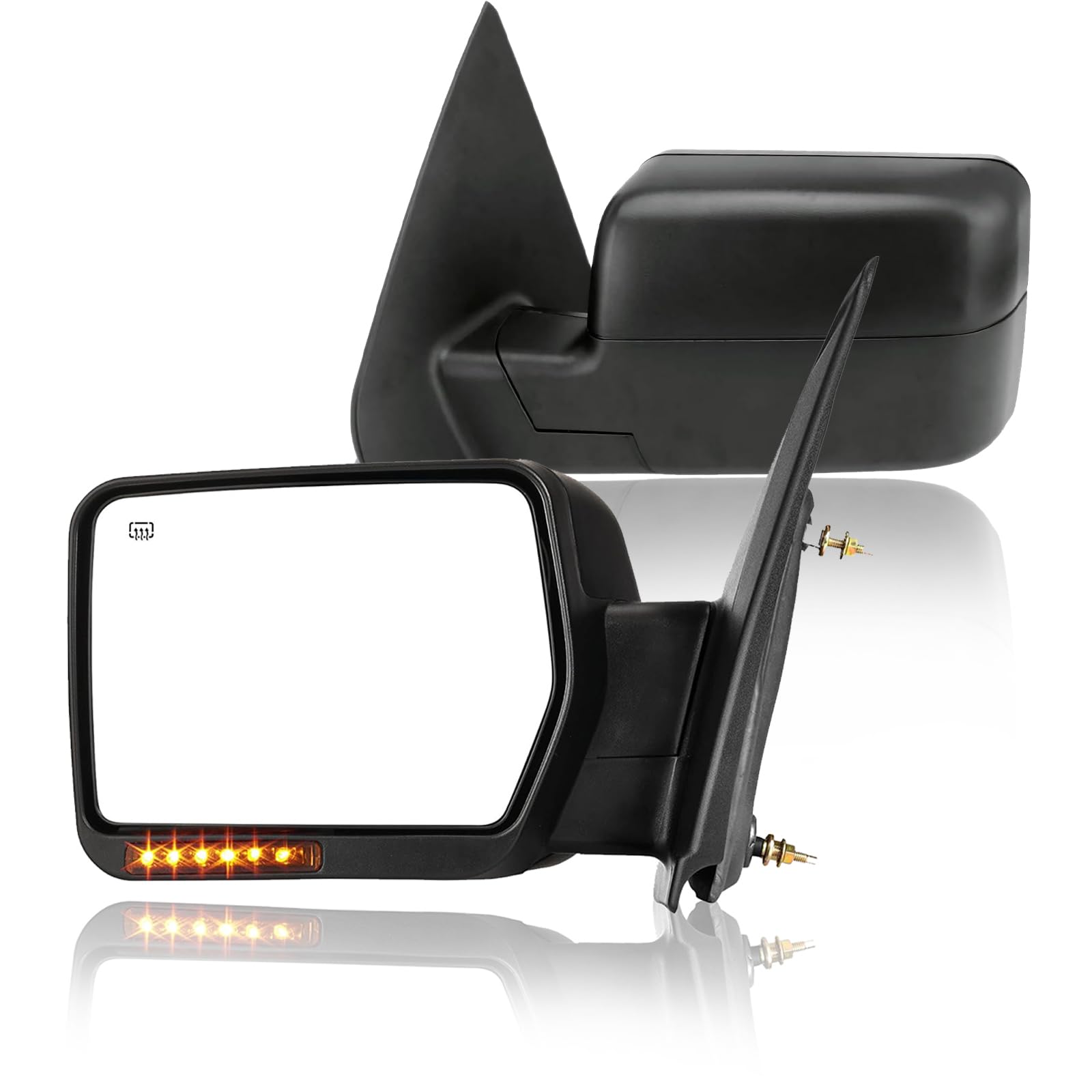 PZ Towing Mirror Replacement Fit for 2004-2006 F150, POWER HEATED,W/AMBER SIGNAL,BLACK,LEFT(Driver Side)