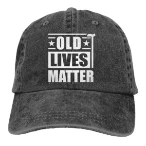 funny birthday gifts baseball cap for 50th 60th 70th 80th men women, old lives hat matter, vintage adjustable washed cotton denim hat for grandma, grandpa