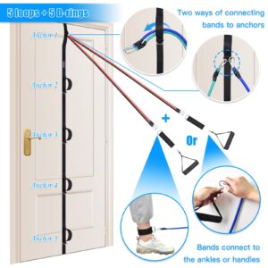 Brebebe Multi-Point Resistance Band Anchor for Home Gym - Portable Door Attachment Set for Resistance Band Exercises and Workouts