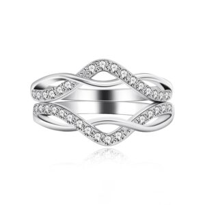 uloveido arched infinity eternity rings for women 925 silver stacking rings enhancer for halo engagement wedding rings white gold plated size 7 y1521