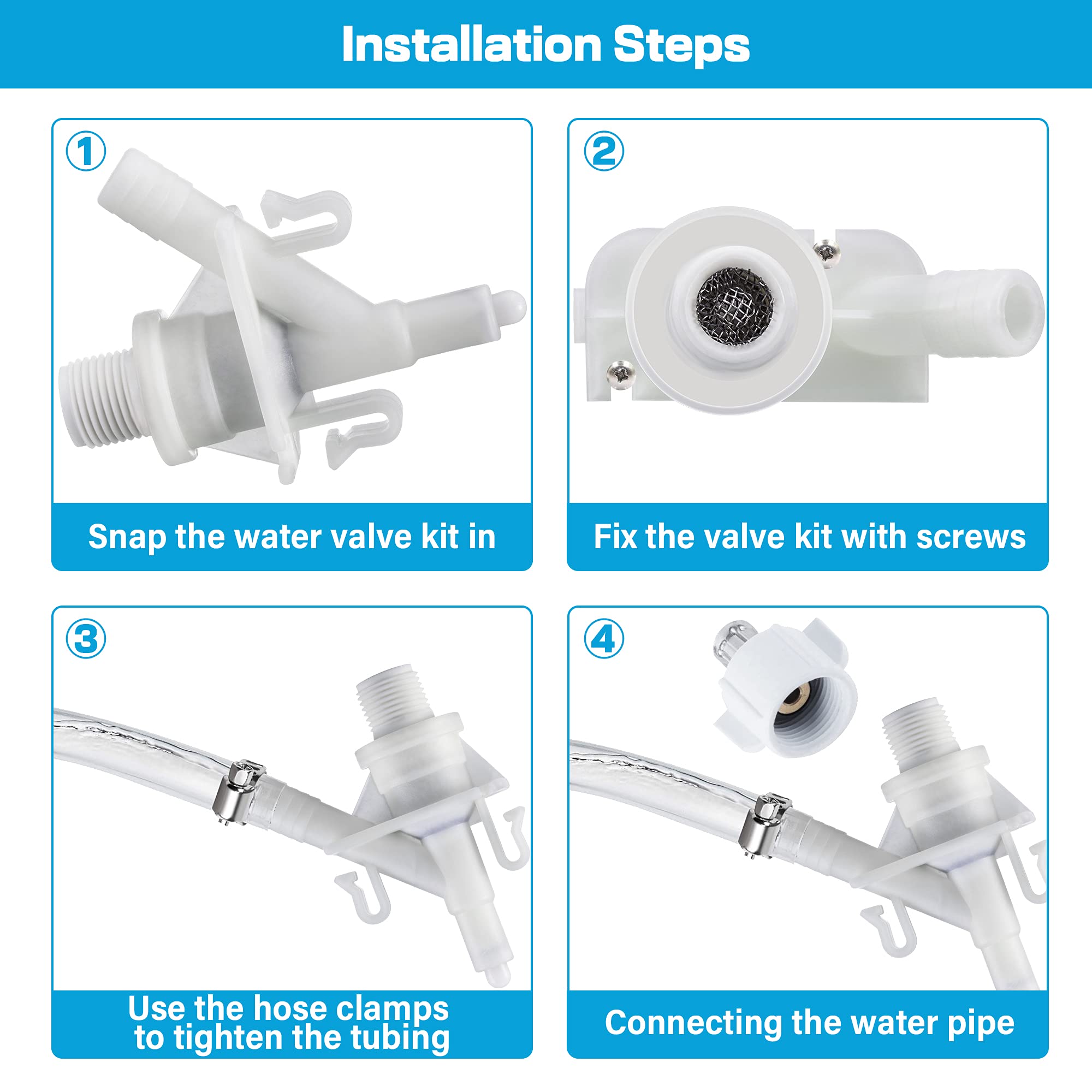 Dreyoo 385311641 Water Valve Kit, Plastic RV Camper Toilet Valve Parts Compatible with Sealand 300 310 311 320 and 321 Series RV Marine Toilet Flush Valve Replacement (1 Piece)