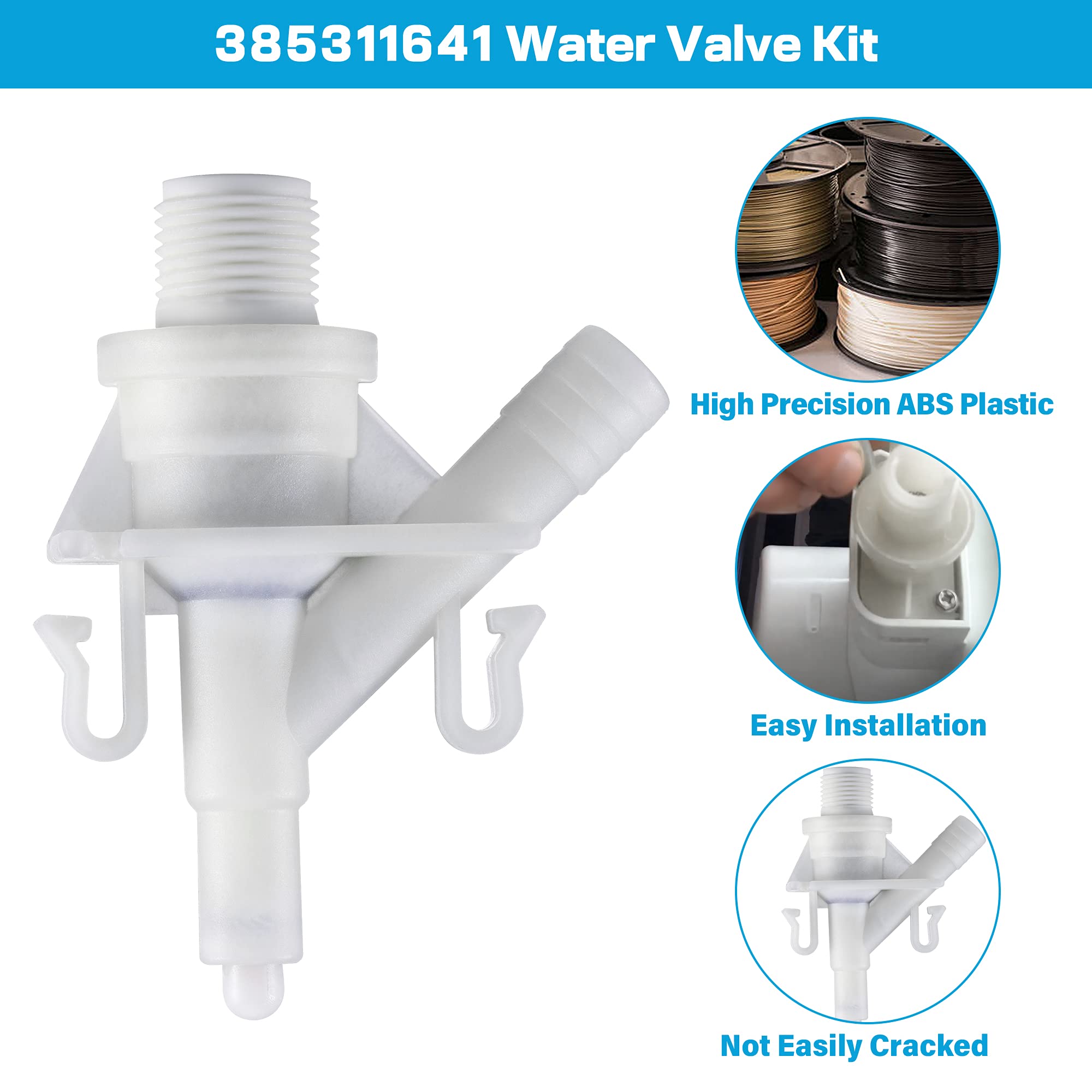 Dreyoo 385311641 Water Valve Kit, Plastic RV Camper Toilet Valve Parts Compatible with Sealand 300 310 311 320 and 321 Series RV Marine Toilet Flush Valve Replacement (1 Piece)