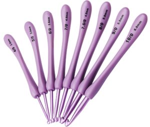 coopay purple crochet hooks ergonomic crochet hook set for arthritic hands, lightweight aluminum crochet needles for crocheting yarn, knitting hook crochet kit for beginners knitting crochet supplies