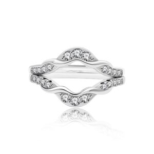 uloveido cubic zirconia curved stacking rings enhancer for women bridal 925 sterling silver wedding engagement rings gift y1523 size 9