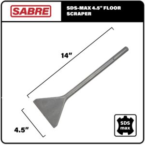 Sabre Tools SDS MAX 4.5" Thinset Scraping Chisel (4.5" x 14") - Machine Sharpened, Tile & Thinset Removal, Floor Scraper