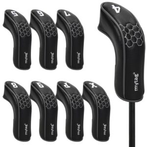 mytag 8pcs golf hybrid iron headcovers set long hybrid iron covers for cleveland launcher, majek mx4, cobra t rail, wilson launch pad, tour edge hybrid irons (1set of 8pcs(4,5,6,7,8,9,p,x))