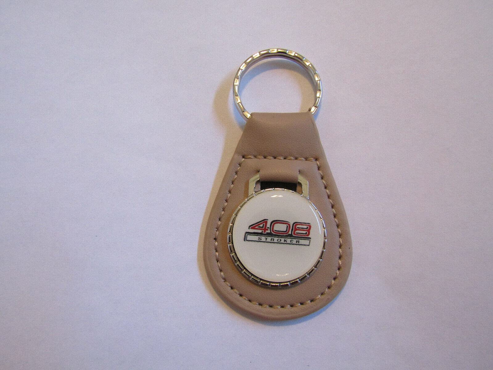 408 STROKER EMBLEM LOGO LEATHER KEYCHAIN - BEIGE