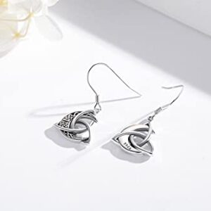 CHENGHONG Celtic Knot Earrings 925 Sterling Silver Crescent Moon Drop Dangle Earrings Irish Earrings Celtic Moon Jewelry Christmas Gifts for Women