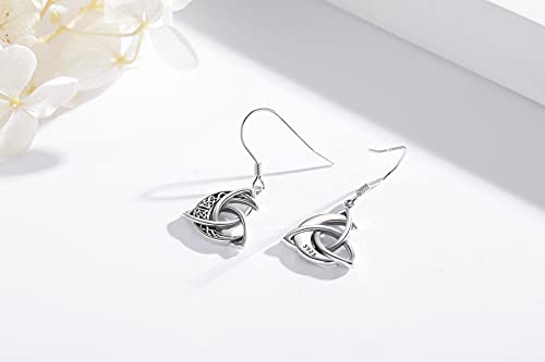 CHENGHONG Celtic Knot Earrings 925 Sterling Silver Crescent Moon Drop Dangle Earrings Irish Earrings Celtic Moon Jewelry Christmas Gifts for Women