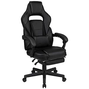 flash furniture x40 gaming chair racing ergonomic computer chair with fully reclining back/arms, slide-out footrest, massaging lumbar - black