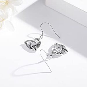 CHENGHONG Celtic Knot Earrings 925 Sterling Silver Crescent Moon Drop Dangle Earrings Irish Earrings Celtic Moon Jewelry Christmas Gifts for Women