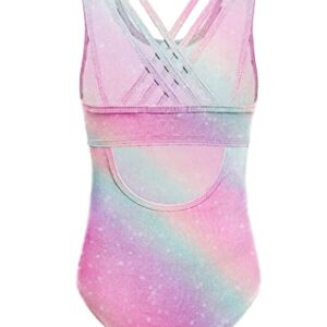 Arshiner Girls Sleeveless Gymnastics Ballet Dance Leotard Cross Strap Leotards Cute Pink Rainbow 10 3-4T1 Years