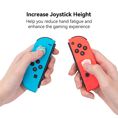 GeekShare Cute Animal Theme Silicone Joy-Con Thumb Grip Caps,Joystick Cover Compatible with Nintendo Switch/OLED/Lite,4PCS - Frog & Axolotl (for Switch/OLED/Lite)