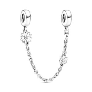 ez tuxedo 925 sterling silver daisy flower safety chain charm for bracelets