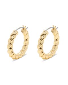 gorjana women’s crew hoops, high shine croissant hoop earrings, 18k gold plated