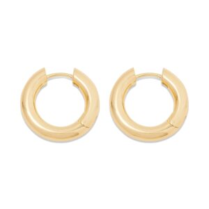 gorjana women’s lou hoops, chunky high shine hoop earrings, 18k gold plated