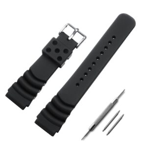 silicone watch strap for men diver watches quick release rubber band black 20mm, (rubber20)