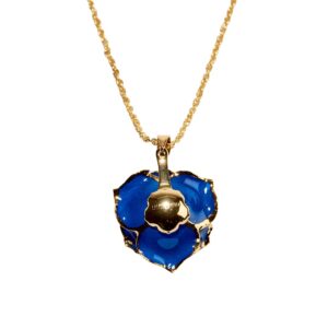 Eternal Necklace by Eternal Rose 24k Gold Dipped Forever Rose Necklace - (Blue Velvet)