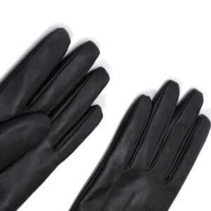 Harssidanzar Women's Leather Gloves,Winter Warm Cashmere Lining Touchscreen Texting Warm Driving Lambskin Leather Gloves GL017,Black, Size M