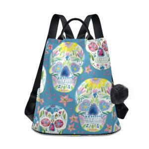 alaza sugar skull the day of dead backpack purse with adjustable straps for woman ladies