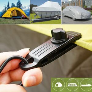 8 Pcs Tarp Clips Lock Grip Crocodile Mouth Clip Tent Accessories Awning Clamp for Tents, Tarp, Boat Cover, Pool Cover, Car Cover Black