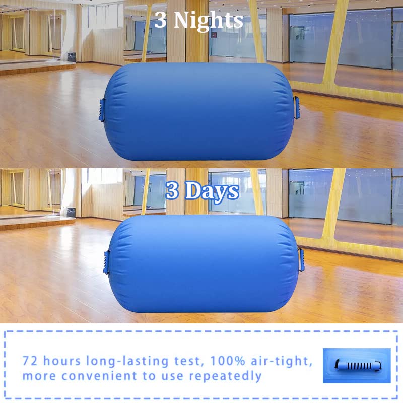 Air Roller Gymnastics Barrel Inflatable Tumbling Roller Air Mat Octagon Mat with Electric Air Pump for Backhandspring Training Cheerleading Home Use Blue