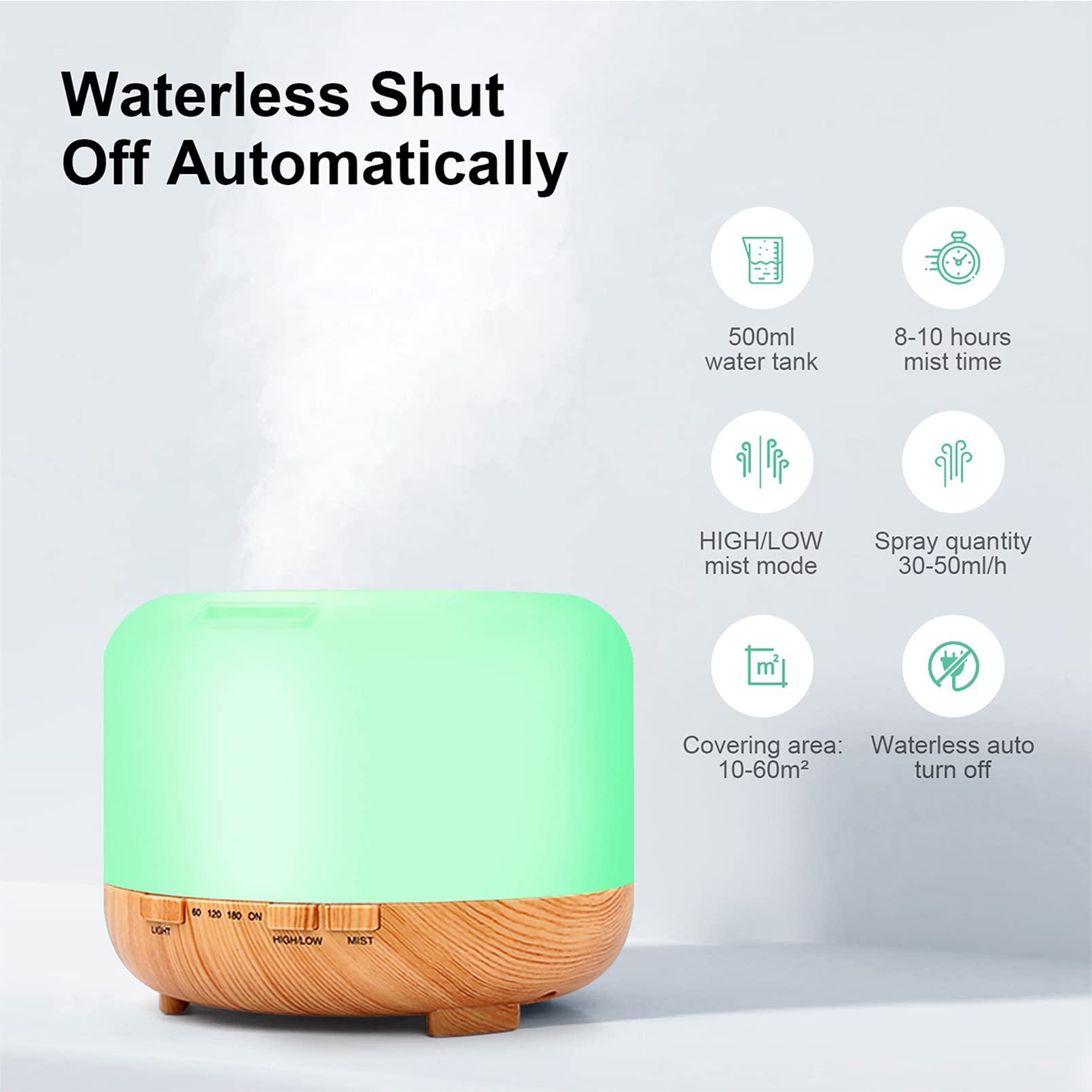 Essential Oil Diffuser Aromatherapy Humidifier: 500ml Grain Ultrasonic Aroma Air Vaporizer for Large Room Quiet Mist Humidifiers Remote Control for Small Baby Bedroom Home, Yellow, (Diffuser-Yellow)