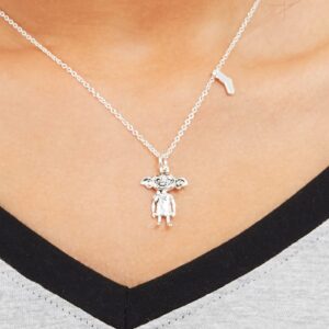 Harry Potter Dobby House Elf and Sock Necklace, Silver Plated, 18"