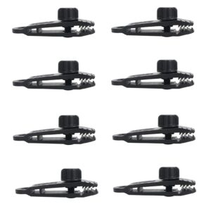 8 pcs tarp clips lock grip crocodile mouth clip tent accessories awning clamp for tents, tarp, boat cover, pool cover, car cover black