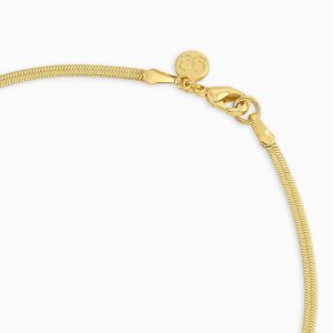 gorjana Women’s Mini Venice Necklace, Flat 2mm Snake Chain Choker, 18K Gold Plated