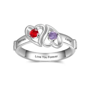 zomodia promise rings for her with 2 simulated birthstones personalized names jewelry for couples women engagement heart rings for mother daughter (9)