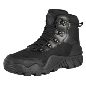 free soldier men's waterproof hiking boots tactical work boots outdoor lightweight military boots(black, us 11