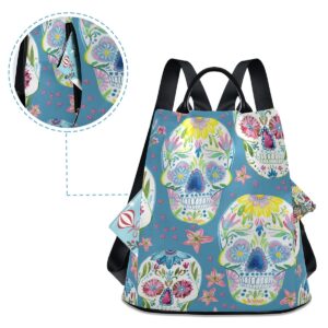 ALAZA Sugar Skull the Day of Dead Backpack Purse with Adjustable Straps for Woman Ladies